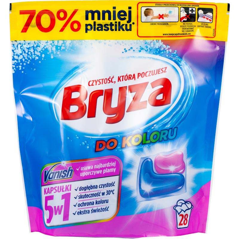 Bryza Power Gel kapsułki do prania 28szt do kolorów - CzystySklep.pl