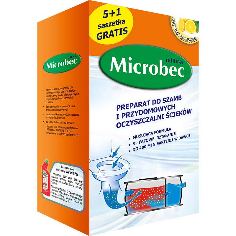 Microbec Ultra aktywator do szamb w saszetce 25g 5+1szt - CzystySklep.pl