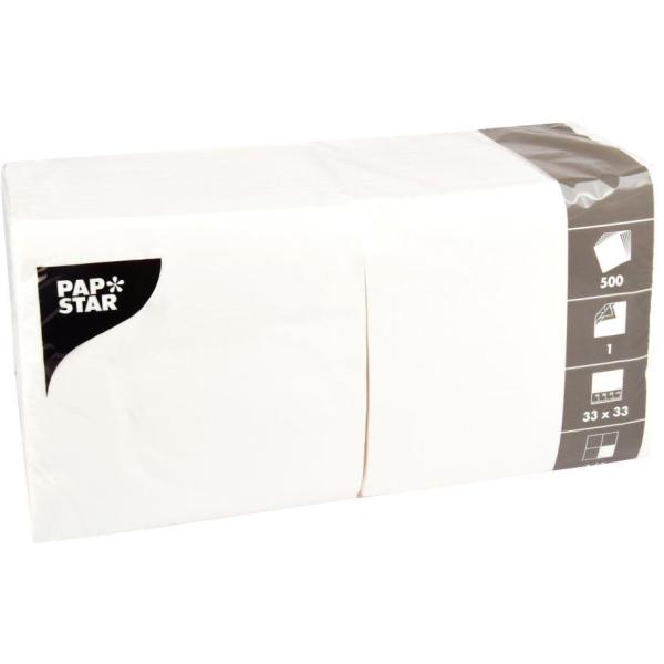 Papstar serwetki 1W 33x33cm 500 sztuk Białe - CzystySklep.pl